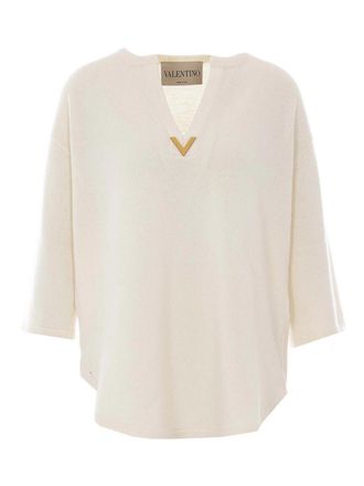 Valentino Garavani Pull Col Rond - Blanc