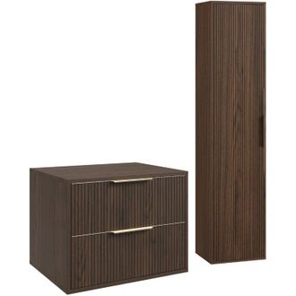 Badplaats Badplaats Meuble sous-vasque Rimini 60 cm - Noyer brun - Meuble