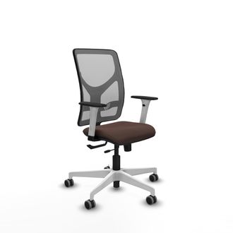 Piqueras y Crespo B&uuml;rostuhl mit wei&szlig;en und schwarzen Armlehnen, h&ouml;henverstellbare Lendenwirbelst&uuml;tze, ausgestattet mit Syncro/Traslack und Schneideschaum, Grau/Dunkelbr