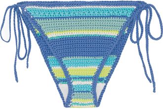 Ganni Culotte de Bain Crochet Rayures Coton Organique Bleu