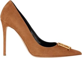 Elisabetta Franchi Femme, Chaussures, Brun, Taille: 36 EU Escarpins en daim avec d&eacute;tail logo