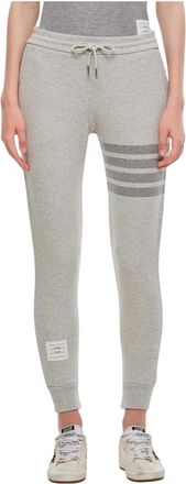 Thom Browne Femme, Pantalons, Gris, Taille: 38 FR Classic Loopback 4-Bar Pantalons de surv&ecirc;tement