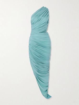 Alaia Robe Froncée Asymétrique En Jersey À Découpe - Bleu