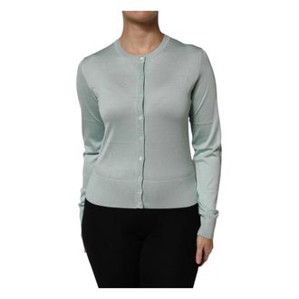 Dolce & Gabbana Hellgr&uuml;ner Seidenknopf-Cardigan-Pullover - - Knitwear - Damen - Gr&uuml;n - M