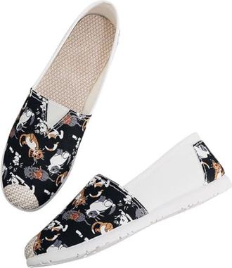 Minetom Espadrilles Femmes Filles Été Chaussures en Toile Casual Imprimé Confortable Pantoufles Chaussures Plates A Gris 40 EU