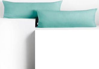 Decoking 2 Kissenbezüge 40x200 cm Jersey 100% gekämmte Baumwolle Reißverschluss helltürkis Amber