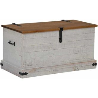 vidaXL Truhe halden Weiß 91x48x47 cm Massivholz Kiefer - Vidaxl