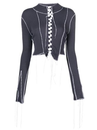 Julfer haut crop Nicole à découpes - Gris