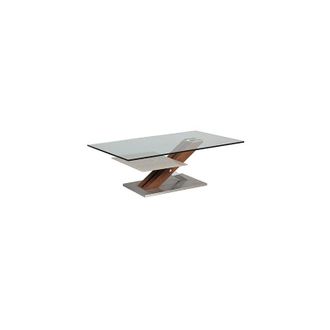 M&S Collection M&s - Table basse rectangulaire socle en acier et 2 plateaux en verre tremp&eacute;