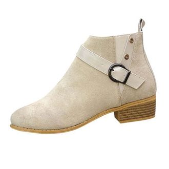Generic Bottines pour femme &agrave; talon bas - Style d&eacute;contract&eacute; - &Eacute;l&eacute;gantes - Couleur unie - Boucle lat&eacute;rale - Fermeture &eacute;clair lat&eacute;rale - Confortables - Pour la 