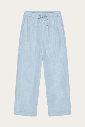 Knowledge Cotton Apparel Damen vegan Hose Posey Weit Satin Skyway Blau