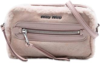 Miu Miu Hobo Bags - Shearling and Suede Camera Bag - Gr. unisize - in Gold - f&uuml;r Damen