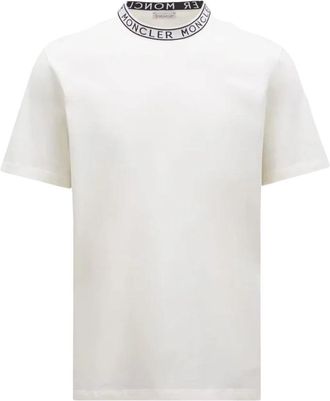 Moncler Kurz&auml;rmeliges T-Shirt mit Logo - - Tops - Herren - Wei&szlig; - M
