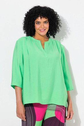 Ulla Popken Druckbluse Bluse Oversized Tunika-Ausschnitt 3/4-Arm