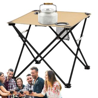 Generic Faltbarer Campingtisch, Faltbarer Tisch mit 2 Getr&auml;nkehalter | Camping Zubeh&ouml;r Tragbarer Schreibtisch F&uuml;r Garten Terrasse Picknick