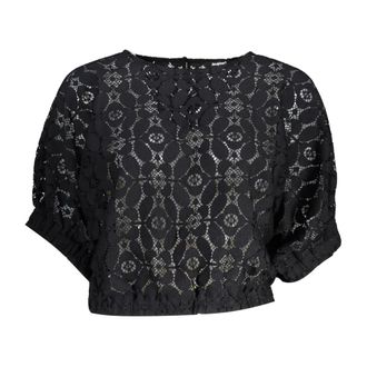 Desigual Kurzarm Fledermaus Bluse Schwarz - - Blouses & Shirts - Damen - Schwarzk - M