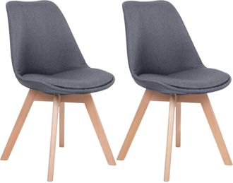 Beliani Set Di 2 Sedie Da Pranzo Poliestere Blu Scuro Gambe In Legno Lucide Dakota