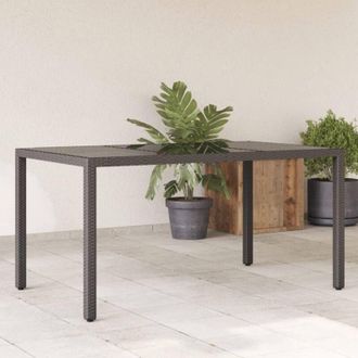 vidaXL Gartentisch mit Glasplatte Schwarz 150x90x75 cm Poly Rattan Vidaxl