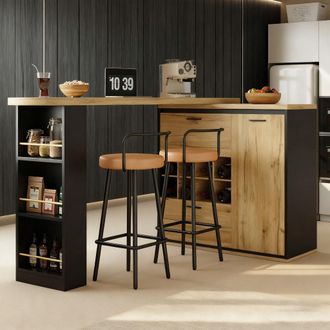 Generic Platzsparender Ausziehtisch mit Holzoptik - Von 138 cm auf 220 cm erweiterbar - Flexibel f&uuml;r K&uuml;che und Wohnzimmer (105 cm hoch)