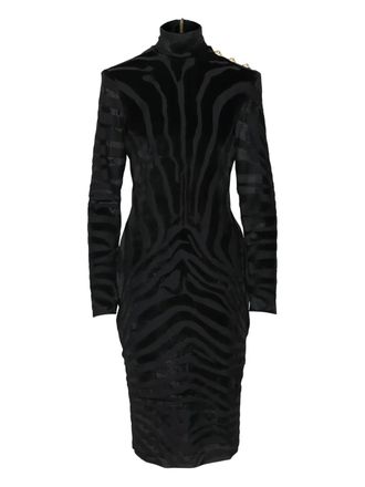 Balmain Midikleid mit Zebra-Print - Schwarz