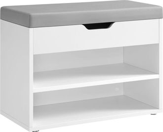 Vasagle Vasagle - Banc &agrave; Chaussures, Meuble &agrave; Chaussures avec Si&egrave;ge Rembourr&eacute;, Banc dEntr&eacute;e avec 3 Compartiments et Assise Rembourr&eacute;e, 30 x 60 x 44 cm, pour