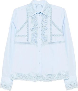 Ermanno Scervino Femme, Blouses et Chemises, Bleu, Taille: 38 FR Chemise Brod&eacute;