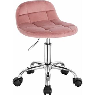 Woltu Woltu - Tabouret de Bureau, Tabouret Coiffeuse en Velours, Chaise dOrdinateur Pivotante &agrave; roulettes, Gris fonc&eacute;