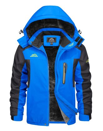 KEFITEVD Skijacke Herren Warme Winterjacke Softshell Jacke Wasserdicht Funktionsjacke Winter Dicke Gefüttert Herrenjacke Thermo Jacke Männer Königsblau 2XL