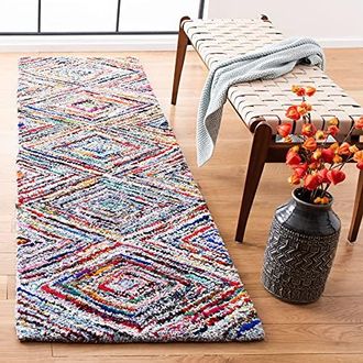 Safavieh Tapis Traditionnel Pour Salon, Salle à manger, Chambre à coucher - Nantucket Collection, Tapis à poil court, Multi, 69 X 213 cm
