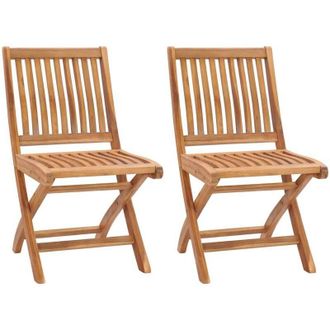 vidaXL Vidaxl - Klappbare Gartenst&uuml;hle 2 Stk. Massivholz Teak