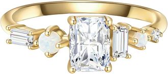 Glanzst&uuml;cke M&uuml;nchen Ring - Sterling Silber Ring Zirkonia Opal - Gr. 48 - in Gold - f&uuml;r Damen