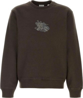 Burberry Homme, Sweatshirts et sweats &agrave; capuche, Brun, Taille: S SweaT-shirt marron en m&eacute;lange de coton