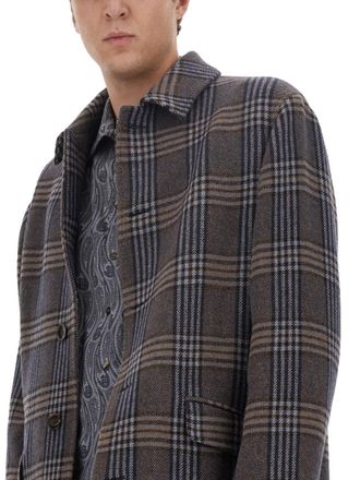 Etro Plaid Virgin Wool Blend Trench Coat - Blue