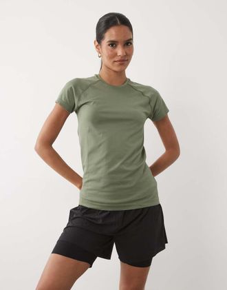 Sweaty Betty Athlete nahtloses Workout-T-Shirt in Dunkelgr&uuml;n