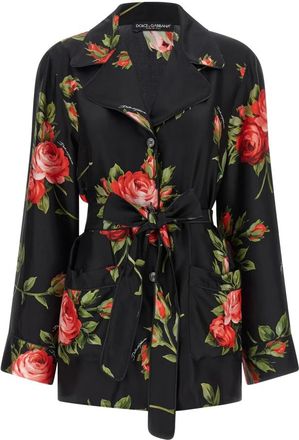 Dolce & Gabbana Femme, Blouses et Chemises, Noir, Taille: 44 FR Chemise en twill vanit&eacute; imprim&eacute; bouquet de roses