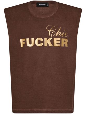 Dsquared2 t-shirt en coton &agrave; slogan imprim&eacute; - Marron