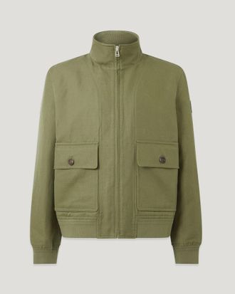 Belstaff Veste Helston Pour Homme Tailored Linen Cotton Twill Vert Olive Franc 2xl