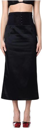 Dolce & Gabbana Femme, Jupes, Noir, Taille: 40 FR MidLength Satin Skirt