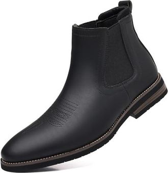 Dadawen Bottine Chelsea en Cuir Confortable Classiques Homme Ankle Boots/Bottes pour R&eacute;union Travail - Noir 44