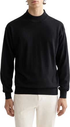 Scotch & Soda Herren Pullover Sweater Core - Dropped Shoulder Mock Neck Pullover, Schwarz,XL