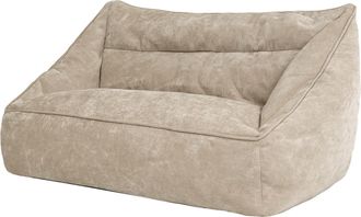Icon Brand Cecilia Sitzsack Sofa, Beige, Flauschiger Chenille Stoff, 2 Sitzer Sofa für Erwachsene, Riesensitzsack mit Füllung, Bequemer Sessel, Lounge, Wohnzimme