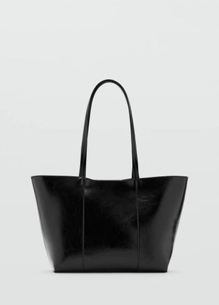 Mango Sac cabas moyen noir - Femme - Taille unique - MANGO