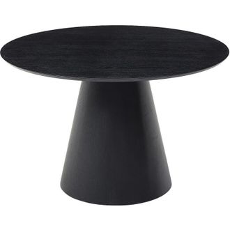 Vente-Unique Vente-unique - Table &agrave; manger ronde 4 personnes placage fr&ecirc;ne - Noir - antaliza