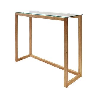 Paris Prix Console Design Bois & Verre Quality 100cm Naturel