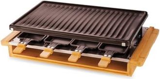 Little Balance 8501 Premium 8 Meuuuh...!, Raclette Grill 8 personnes, Sans PFAS, Antiadh&eacute;sif, 1200 W, Bambou v&eacute;ritable