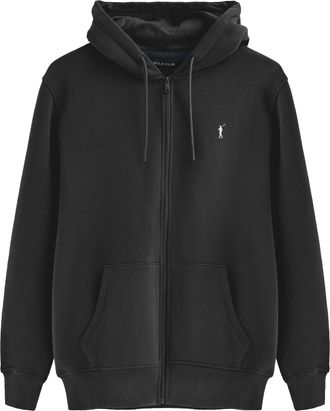 Polo Club Sweatshirt schwarz mit Kapuze, ganzem Rei&szlig;verschluss und Rigby Go-Logo