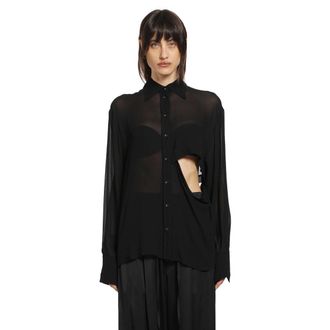 Andrea Ya'aqov Cut-Out Shirt in Georgette Viscose