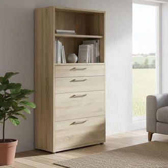 Dmora Kommode Loane, Wohnzimmerbuffet, Wohnzimmer-Sideboard, Moderne K&uuml;chen-Speisekammer, 89x40 h186 cm, Eiche