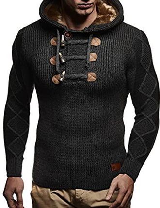 LEIF NELSON pour des Hommes Pullover Hoodie Pull en Tricot Pull &agrave; Capuche Sweatshirt Longsleeve Veste dhiver arr&ecirc;tez-Vous Sweater Manche Longue LN4205N; Taille L