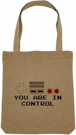Fabulous Sac Shopping Tote Bag Aspect Lin - You Are in Control Manette Console Retro Jeux Vid&eacute;o Arcade Classique - Sac de Courses Toile Epaisse 360g Beige Natu